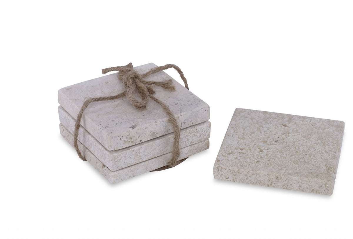 Travertine Coaster | Set of 4 – ONYX + ALABASTER